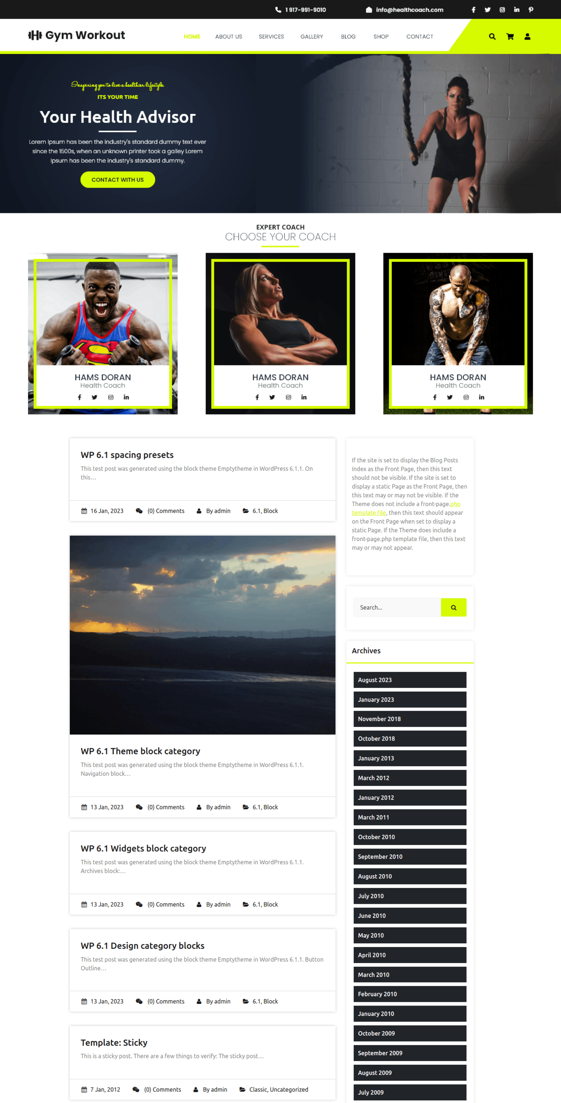 Free Gym WordPress Theme